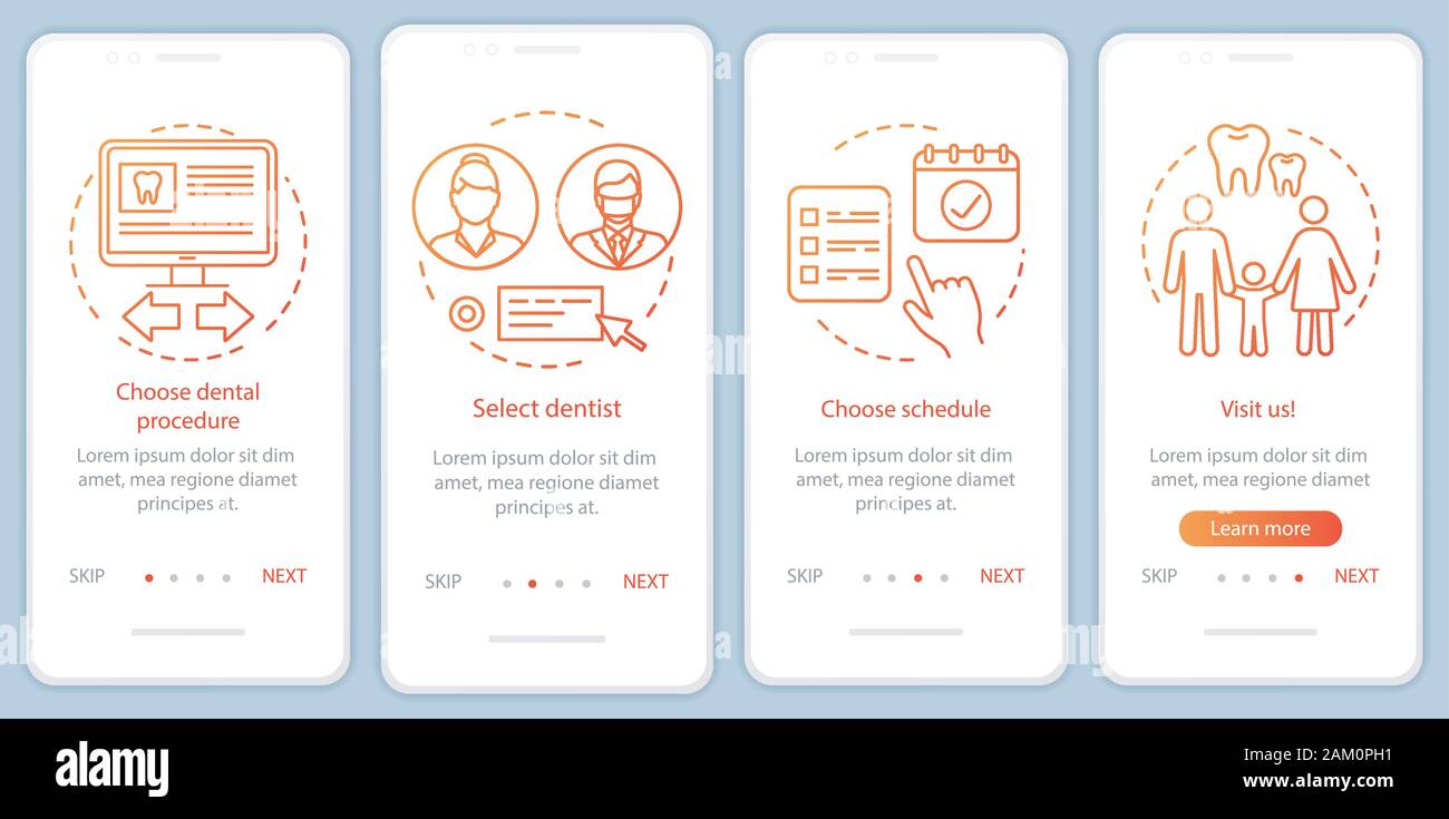 Dental clinic appointment onboarding onboarding mobile app page screen ...