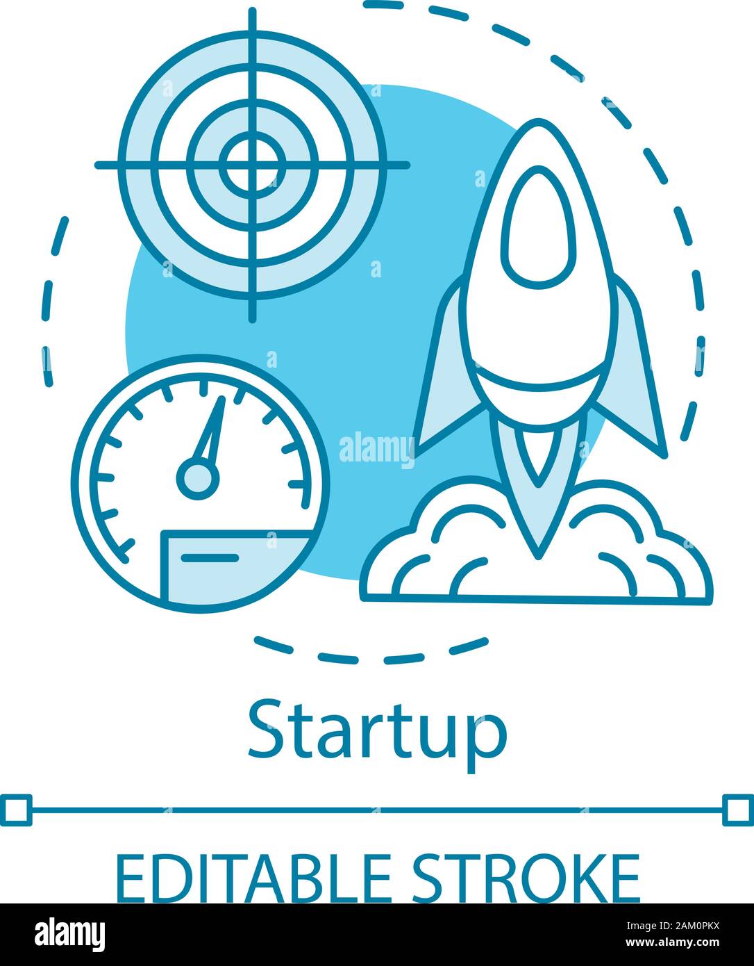 Startup concept icon. Start new project. Movement to goal. Strategic ...