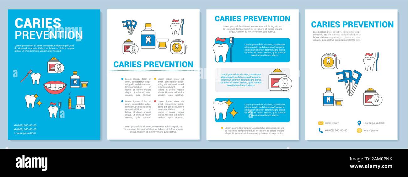 Caries prevention brochure template layout. Dental clinic. Flyer, booklet, leaflet print design ...