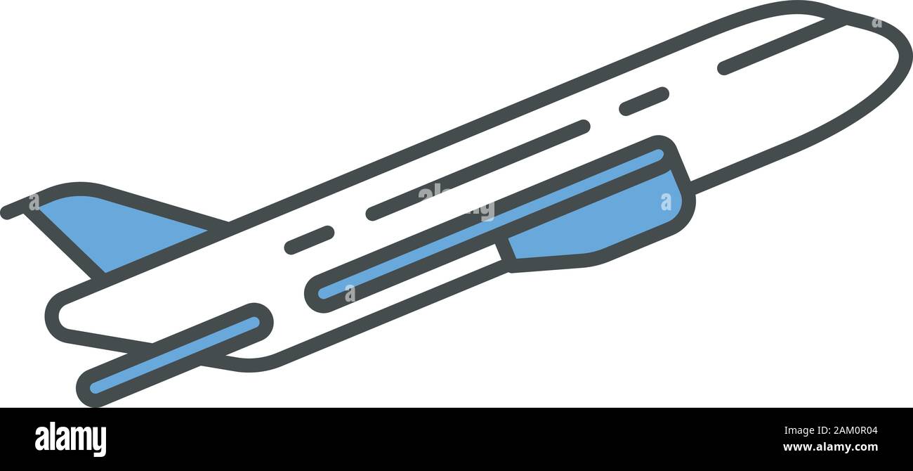 Plane flying up color icon. Airplane takeoff. Jet gaining up height ...