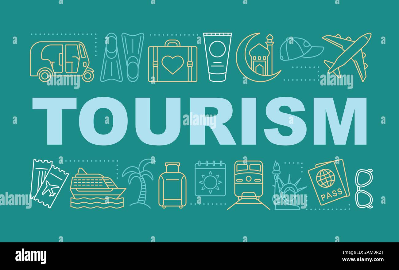 Tourism word concepts banner. Summer vacation. Trip, adventure, journey ...