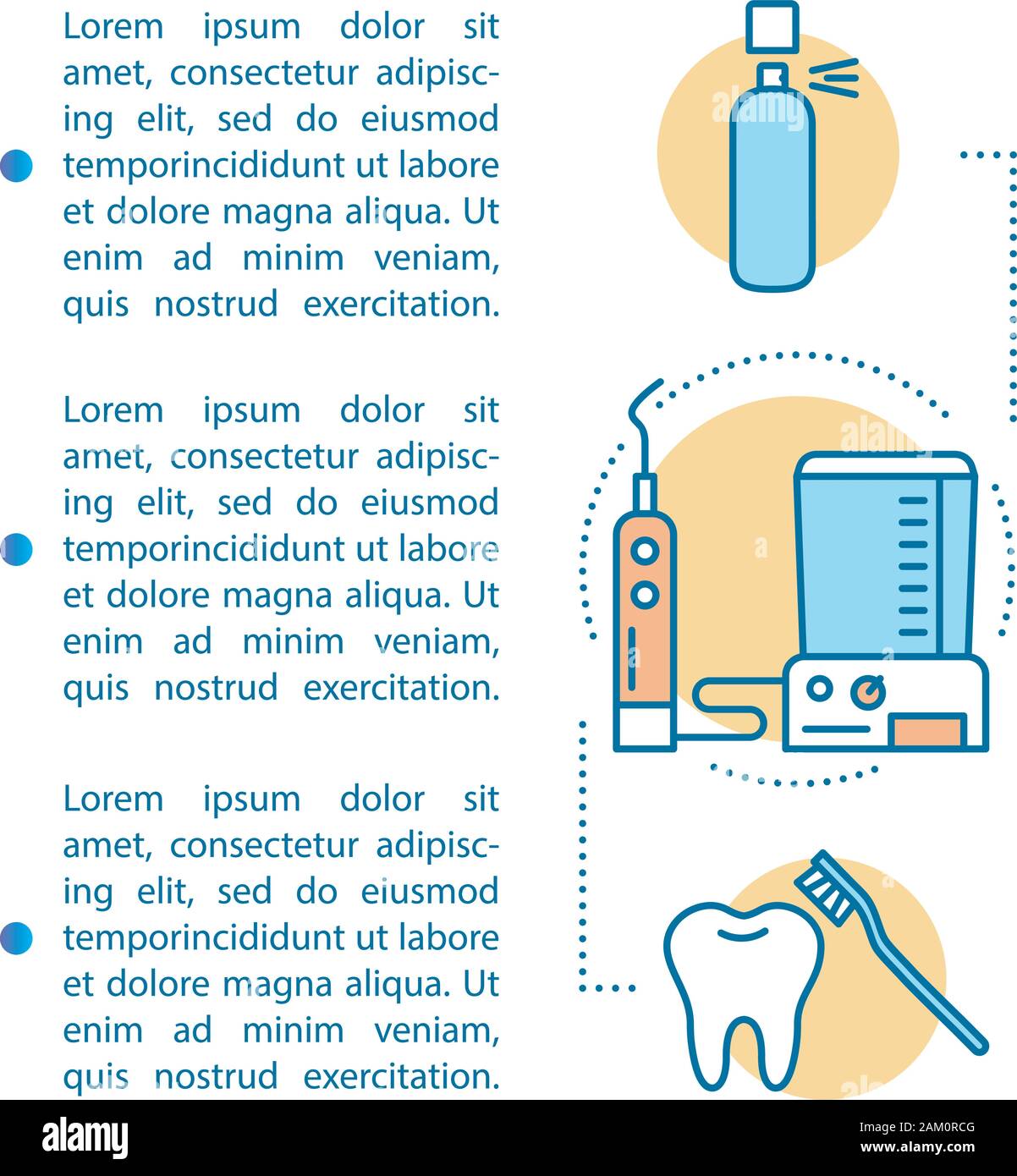 Oral hygiene routine article page vector template. Caries prevention ...
