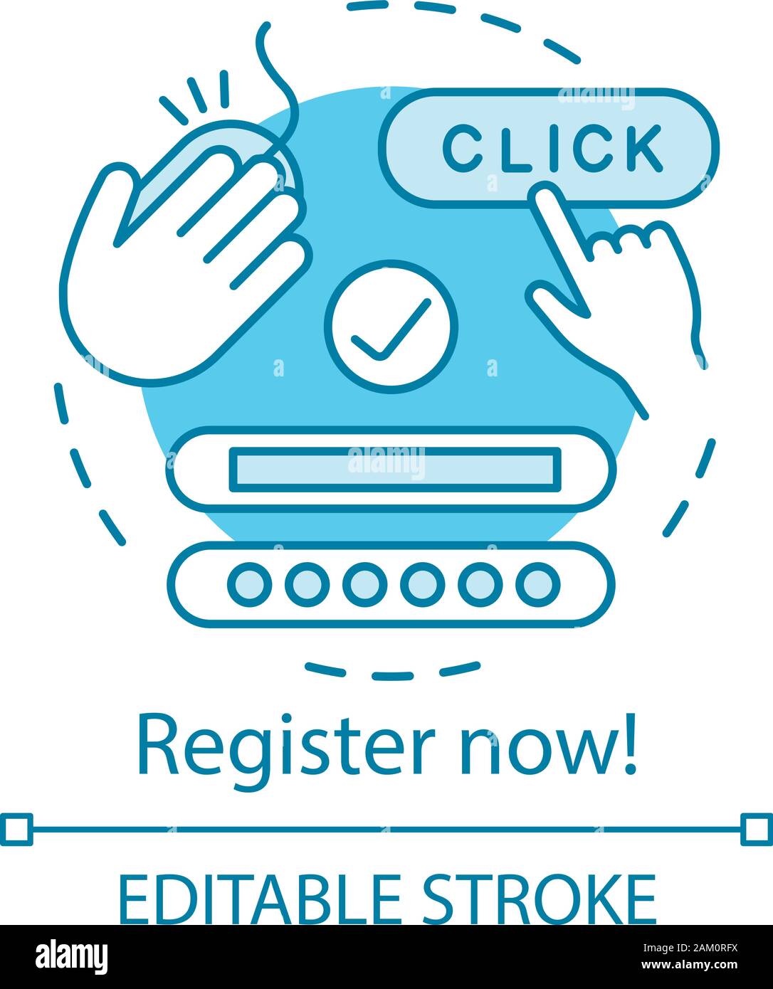 Register now concept icon. Login. Authorization. Sign up. One click ...