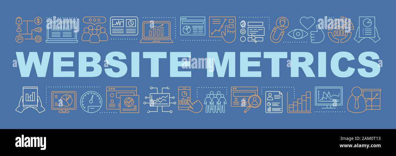 Website metrics, tools word concepts banner. Presentation. SEO, SMM ...