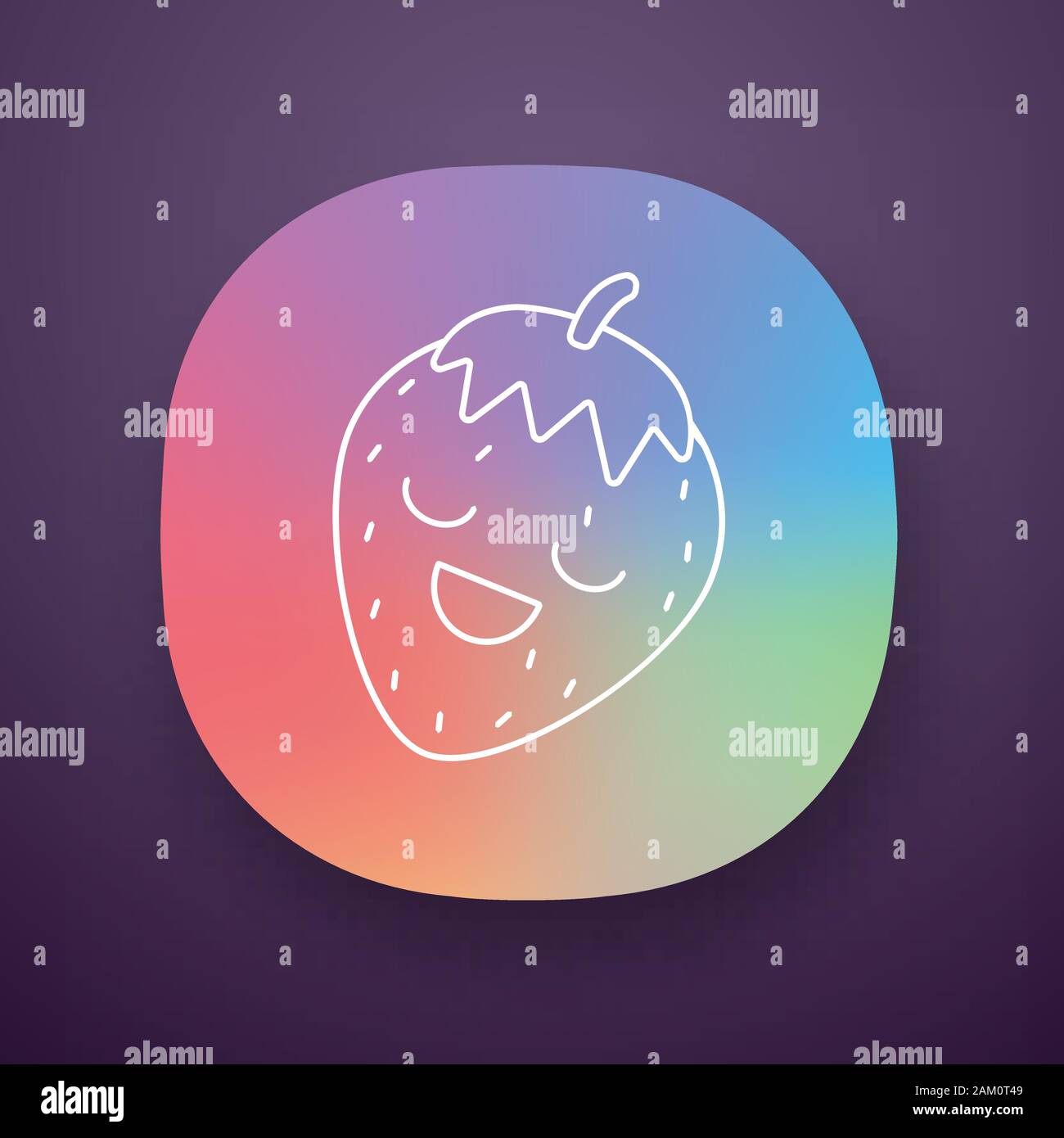 Strawberry cute kawaii app character. Relaxed, relieved berry with ...