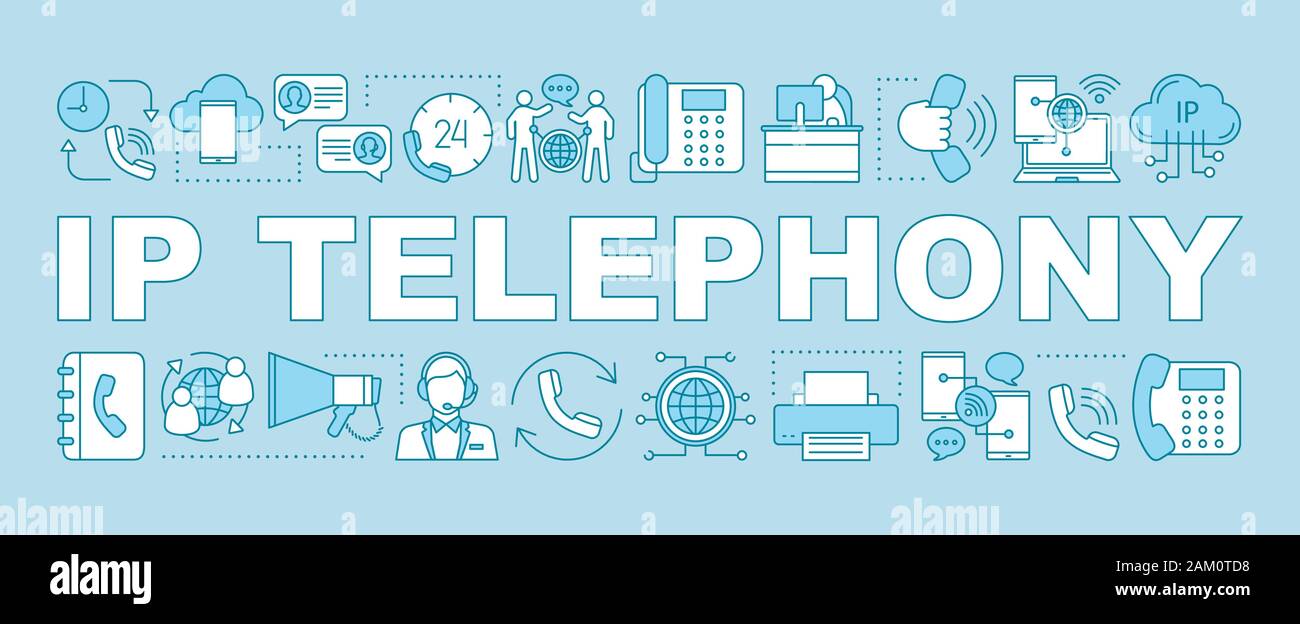 IP telephony word concepts banner. Telephone communication. Internet ...