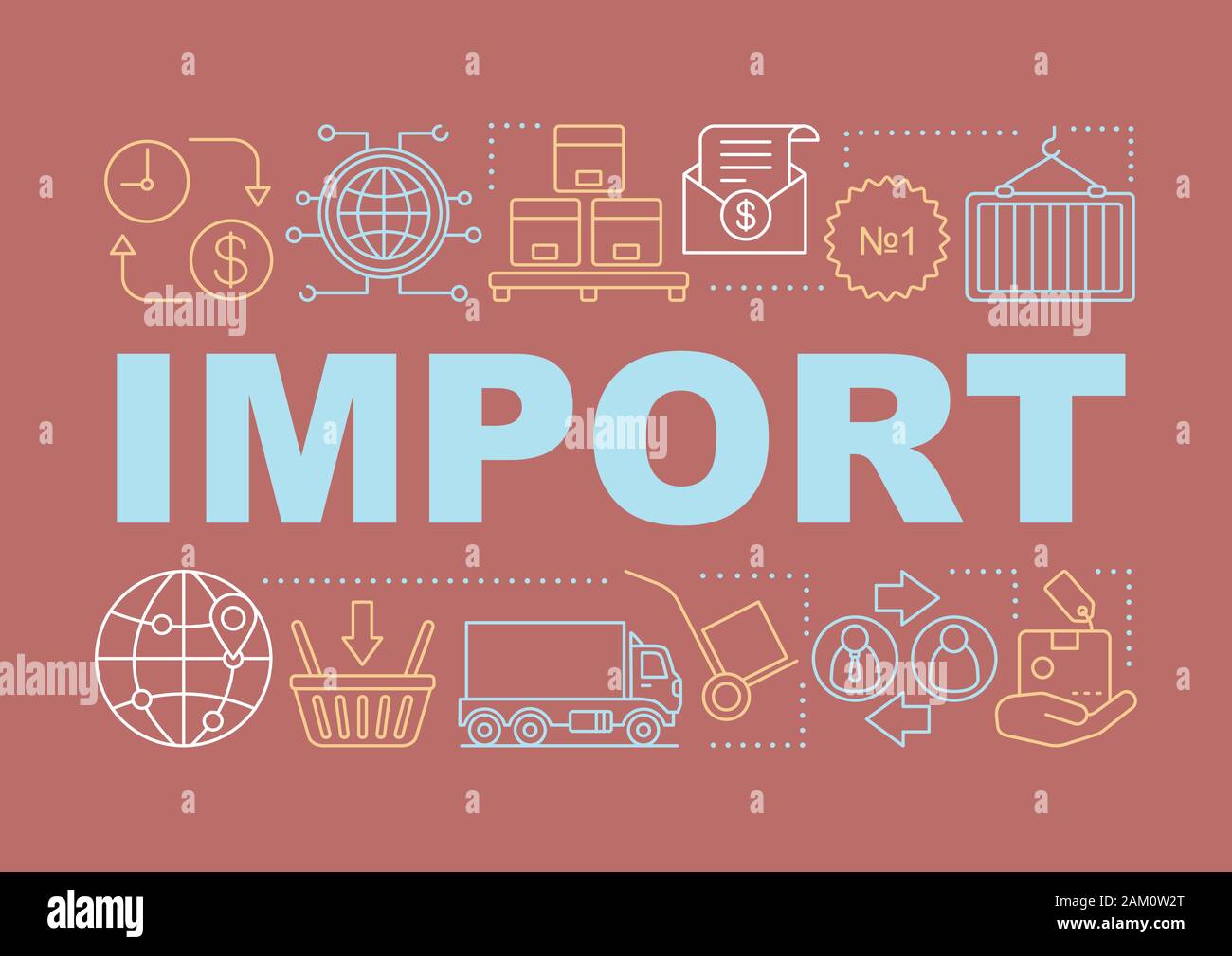 Import word concepts banner. Logistics and distribution. Worlwide ...