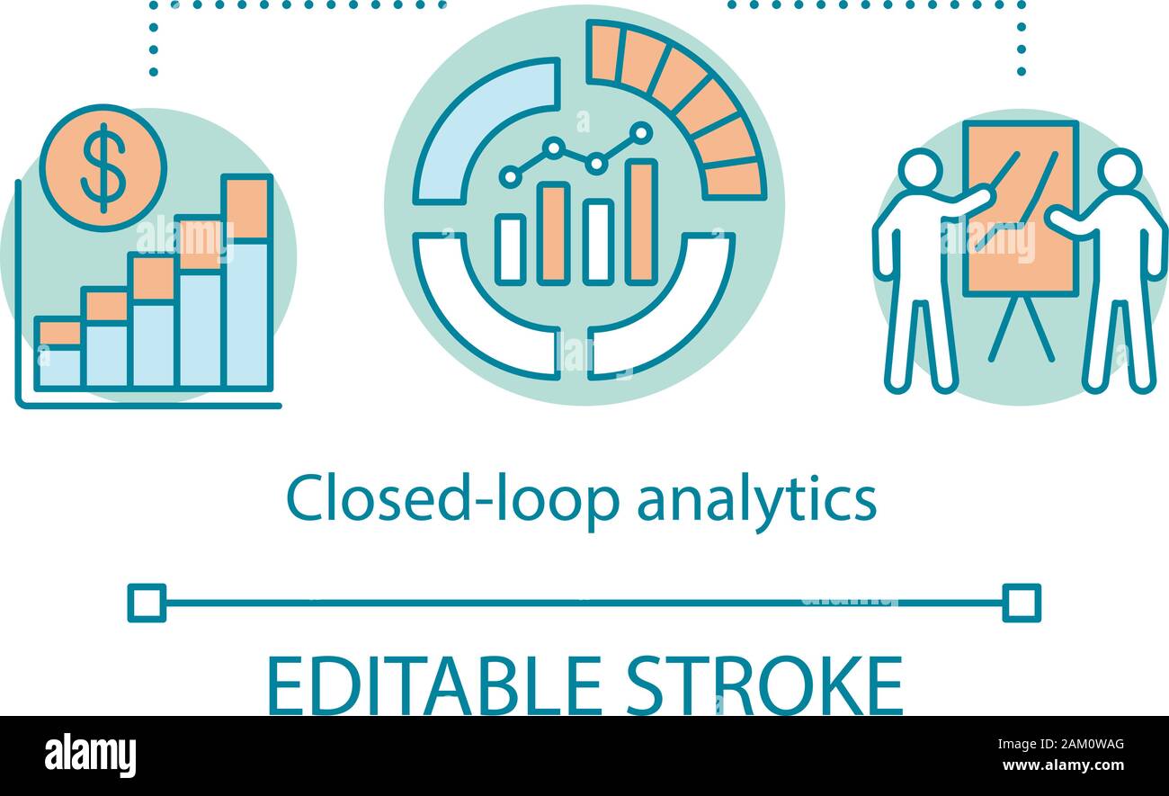 Closed-loop analytics concept icon. Customer lifecycle idea thin line ...