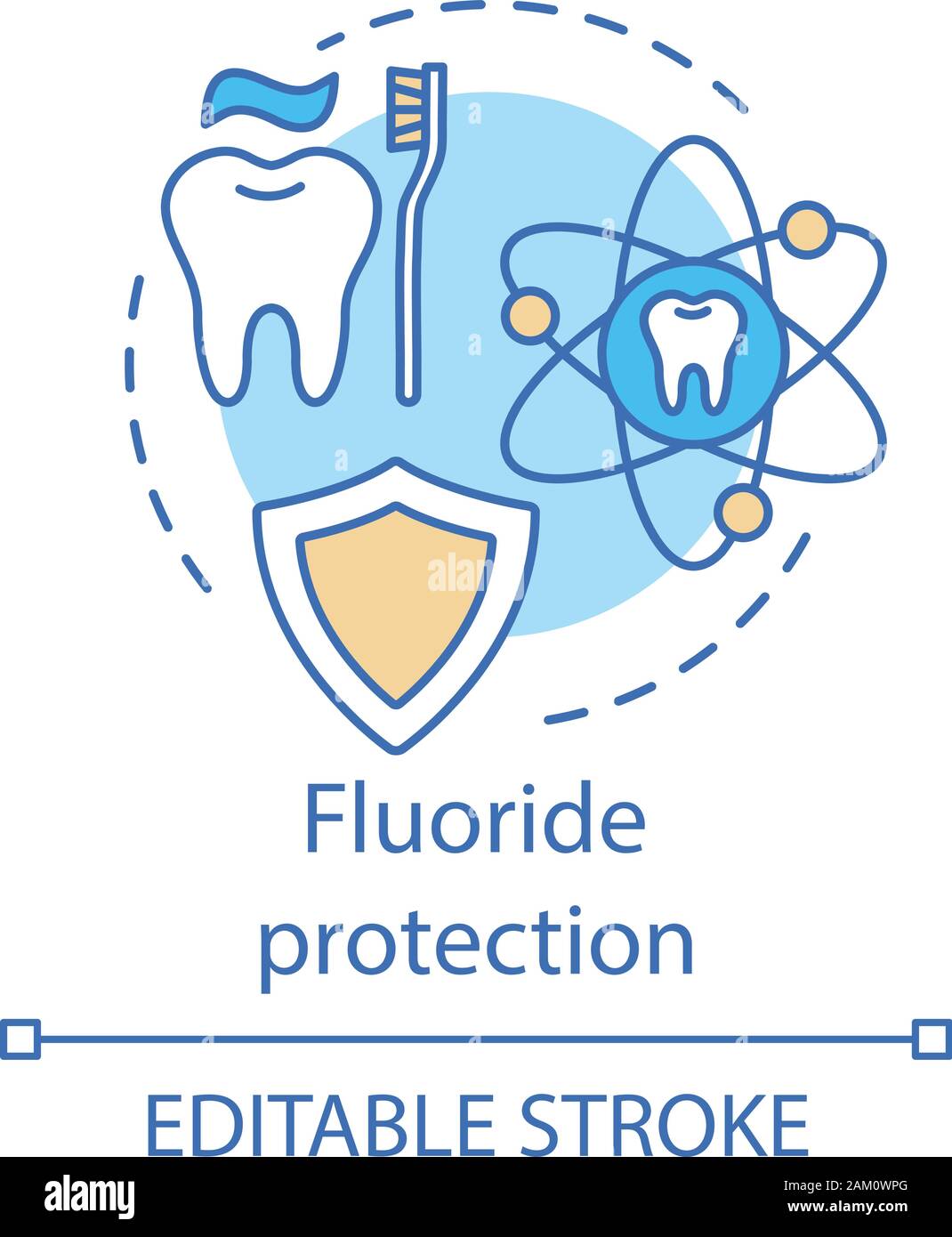 Fluoride protection concept icon. Defense against caries. Firming ...
