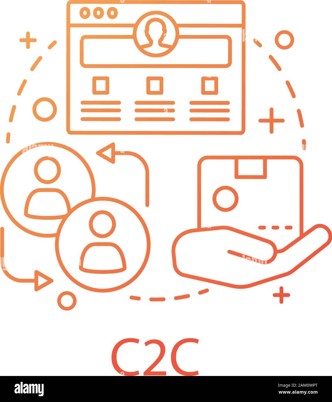 C2C concept icon. Commercial relationship idea thin line illustration ...