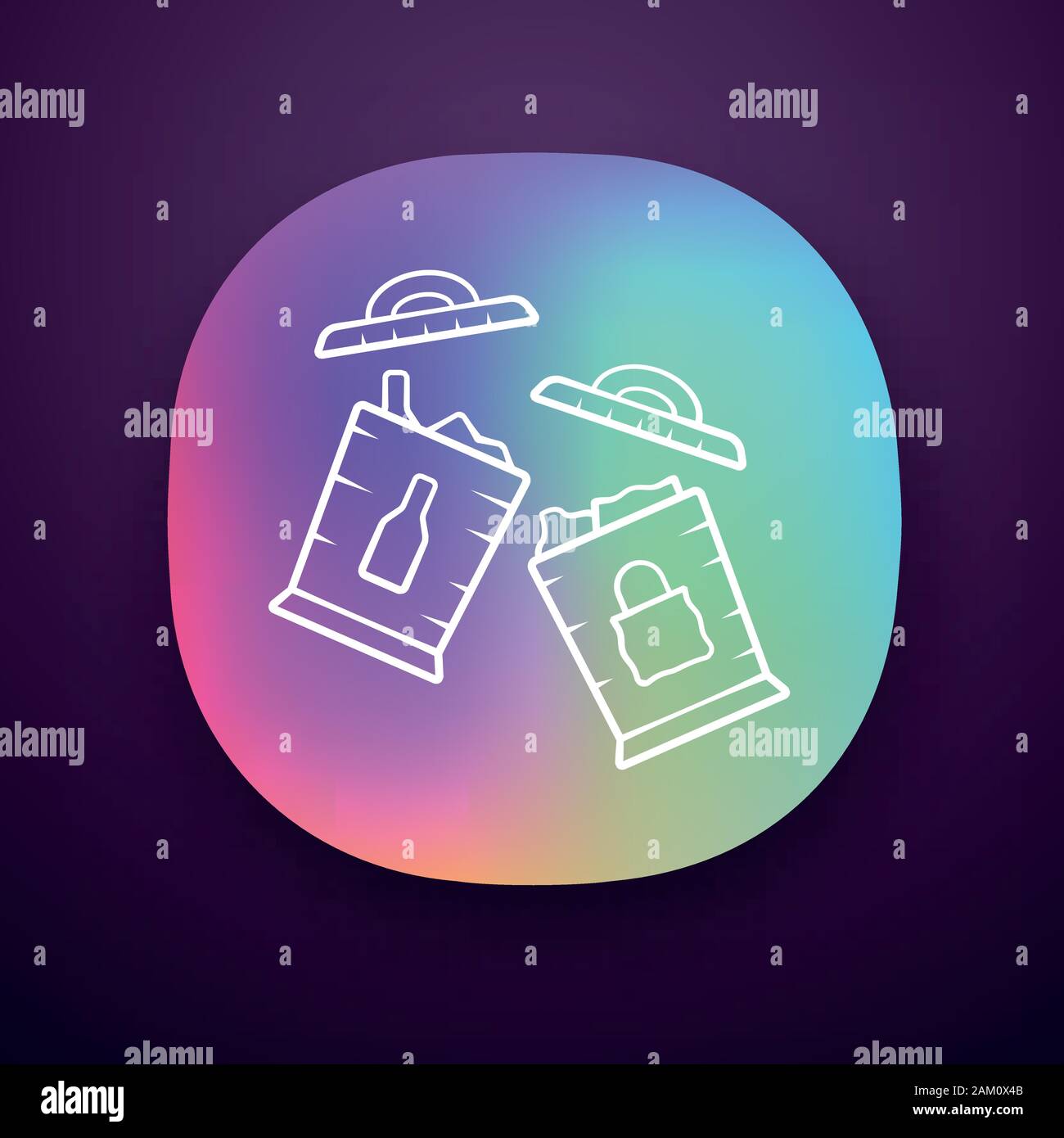 Trash sorting bins app icon. Trashcans for separating glass, paper ...