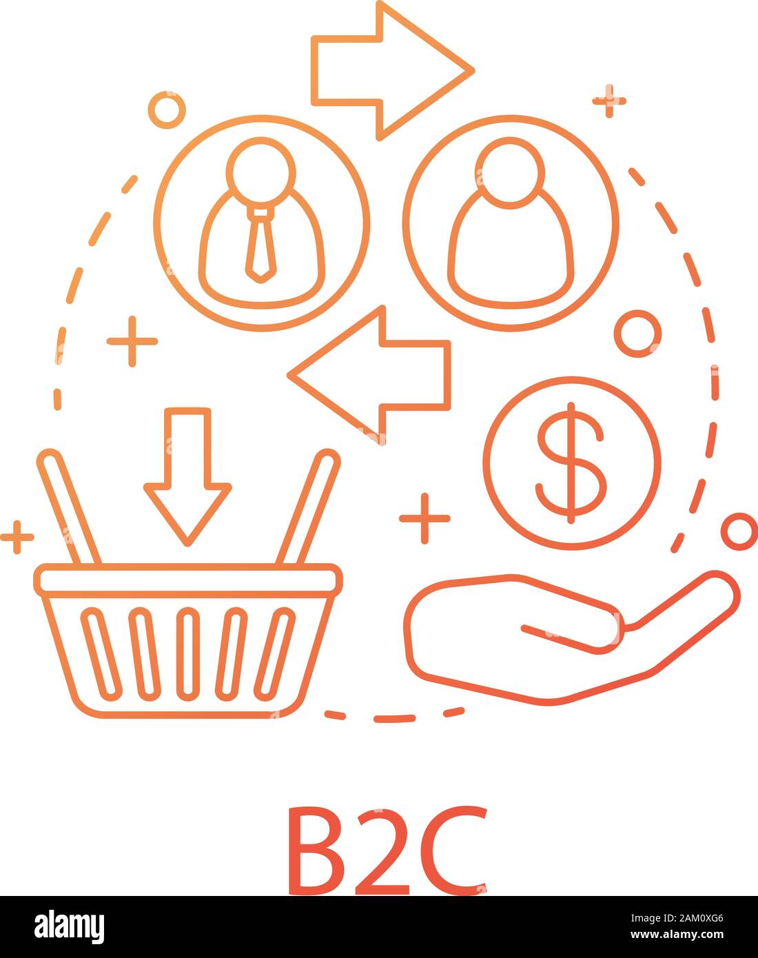 B2C concept icon. Commercial relationship idea thin line illustration ...
