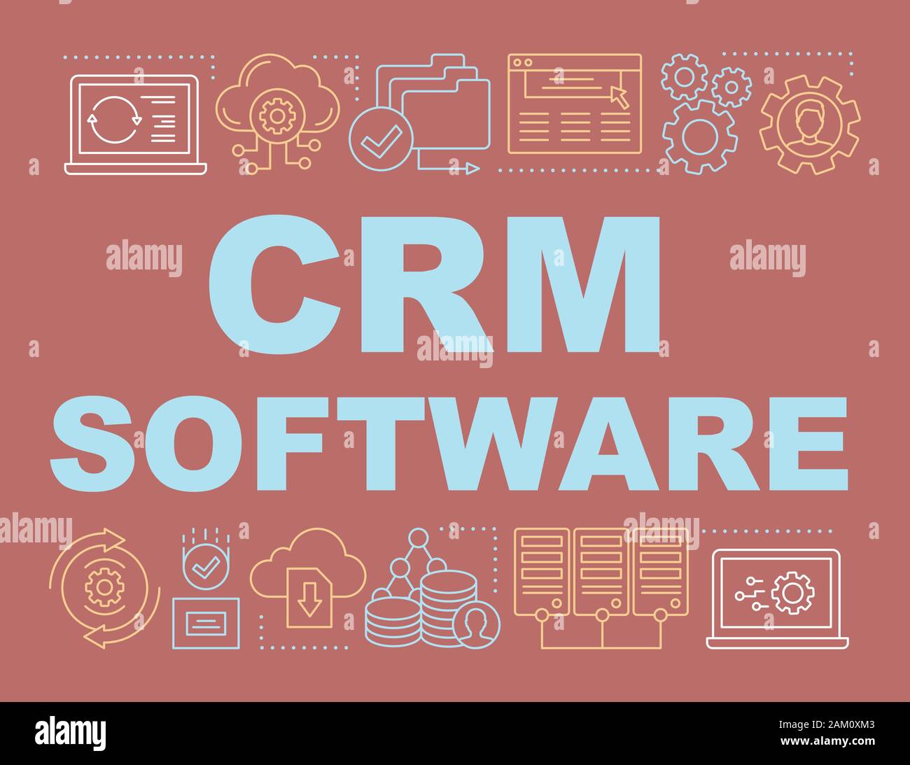 CRM software word concepts banner. Computer program. Presentation ...