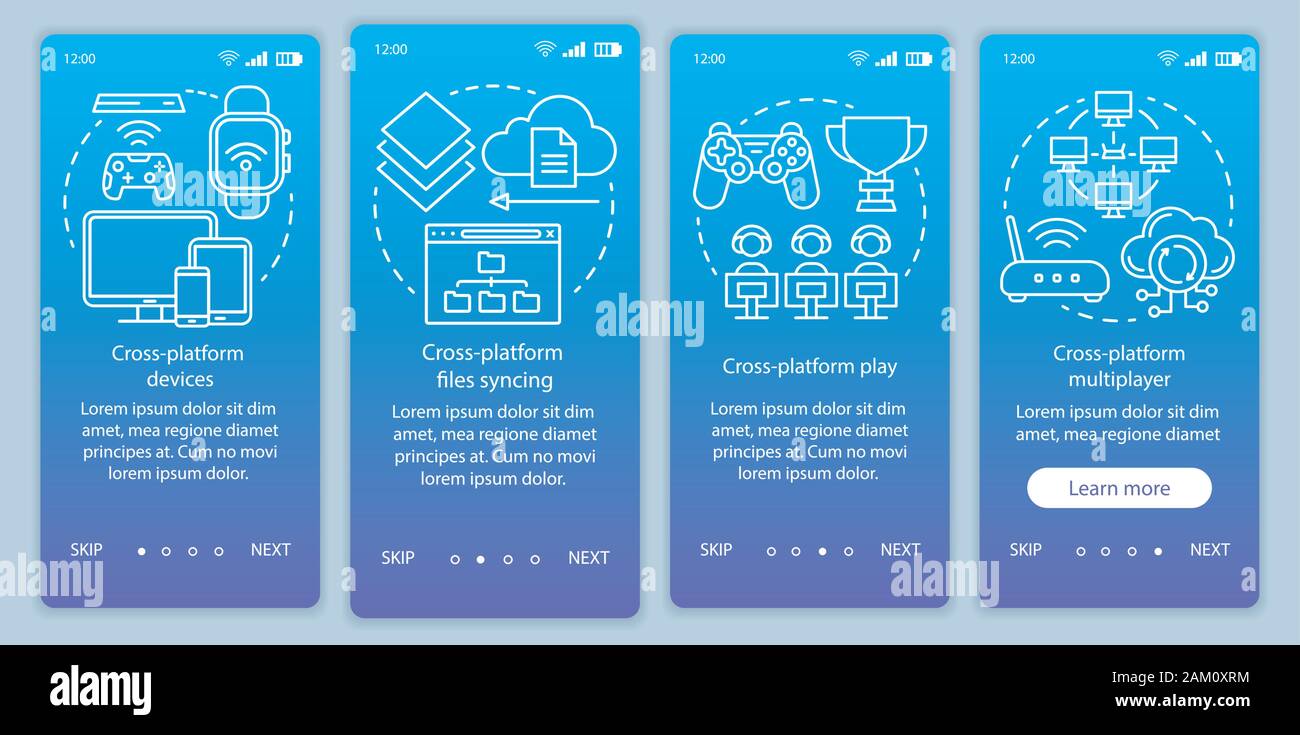 Cross platform connection onboarding mobile app page screen vector ...