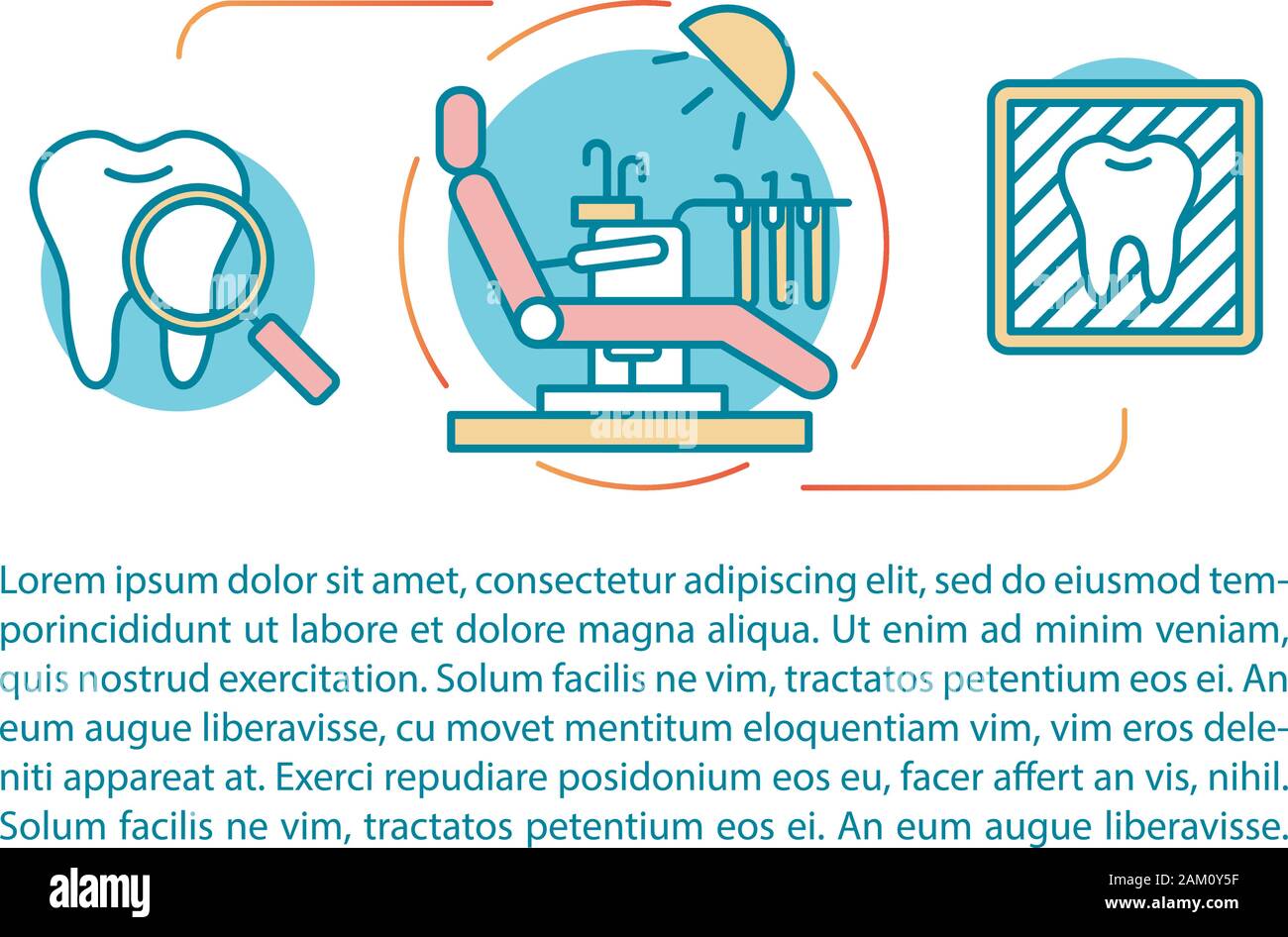 Dental screening article page vector template. Tooth examination ...