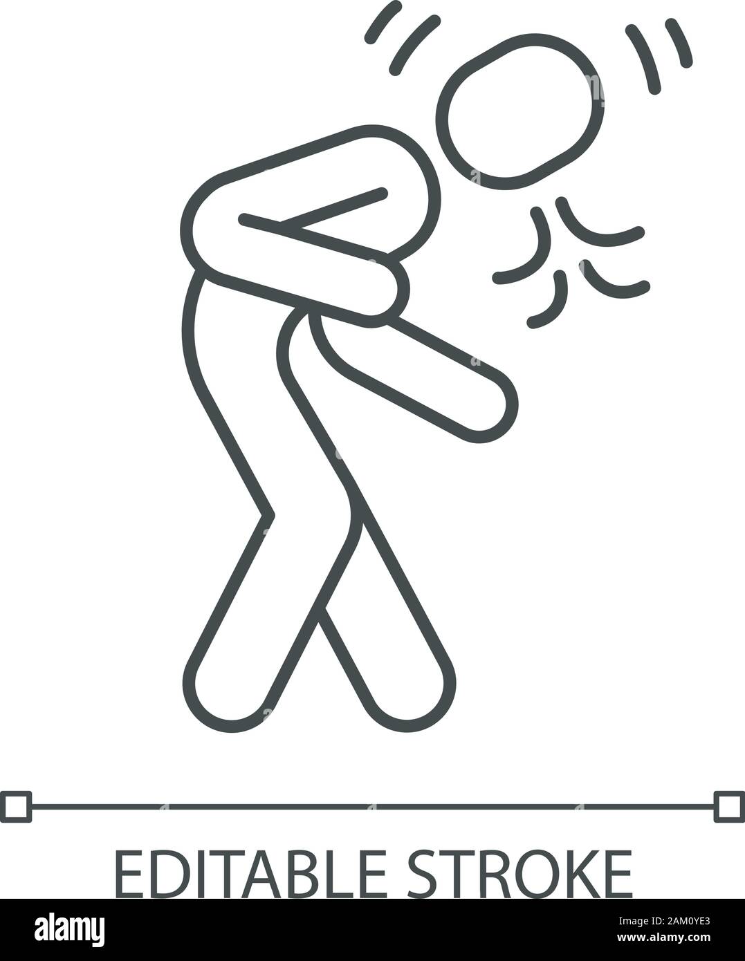 Coughing, sneezing linear icon. Flu, cold, respiratory disease ...