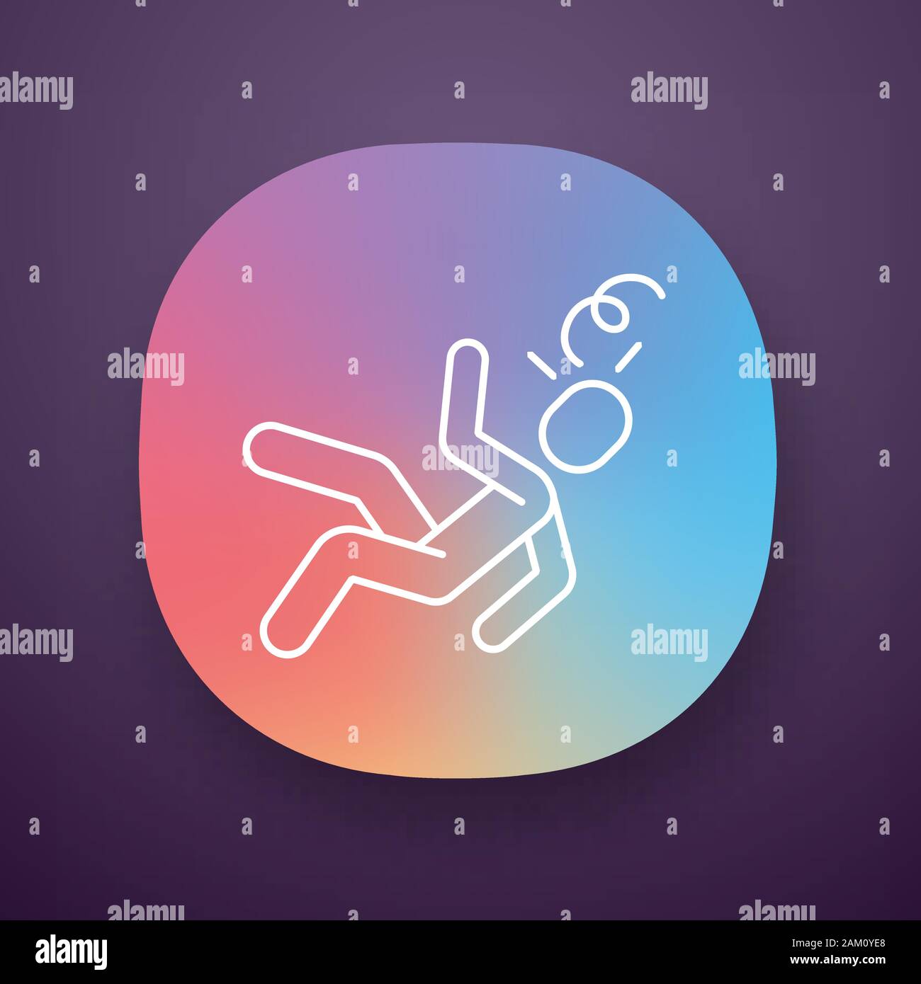 Fainting app icon. Sun stroke, heart attack. Dizziness, consciousness ...