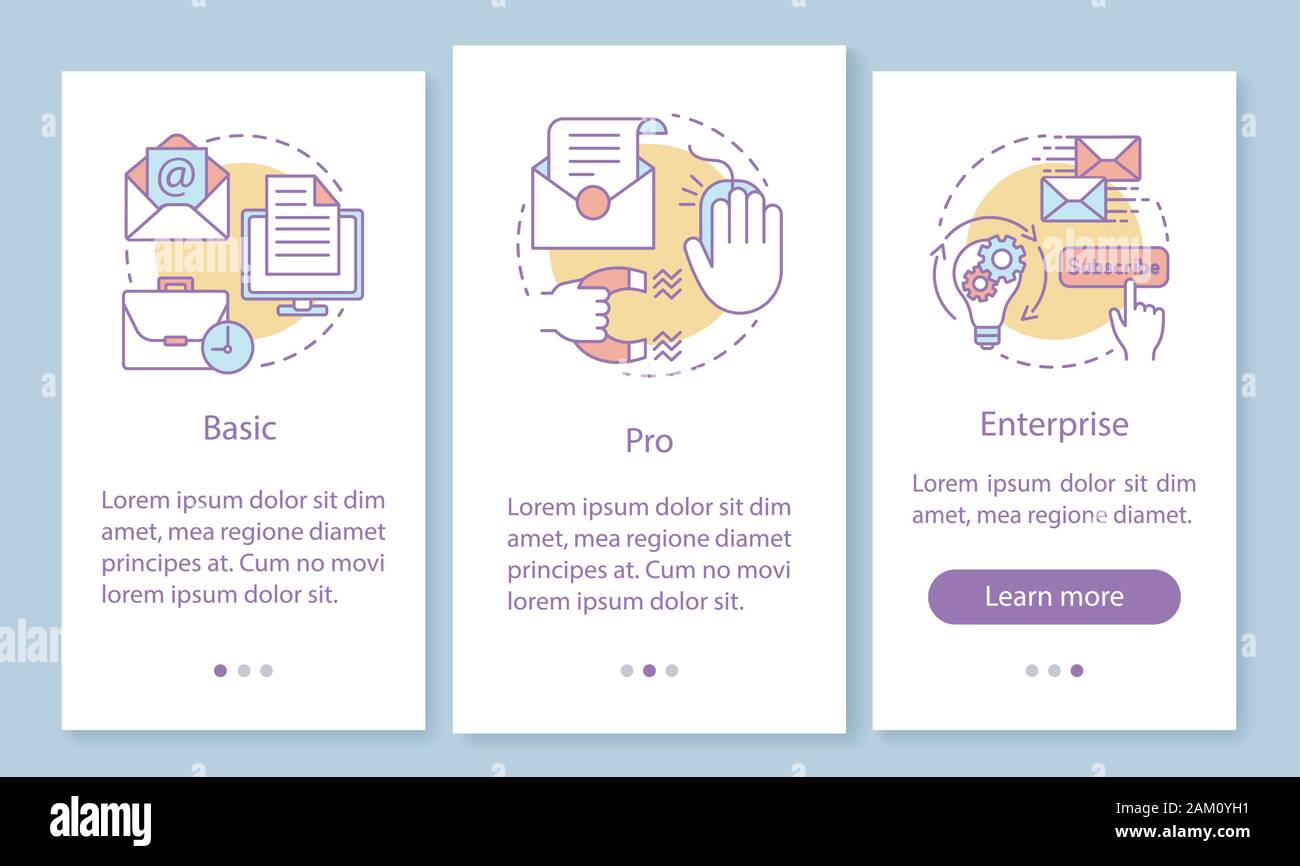 Email marketing subscription onboarding mobile app page screen with ...