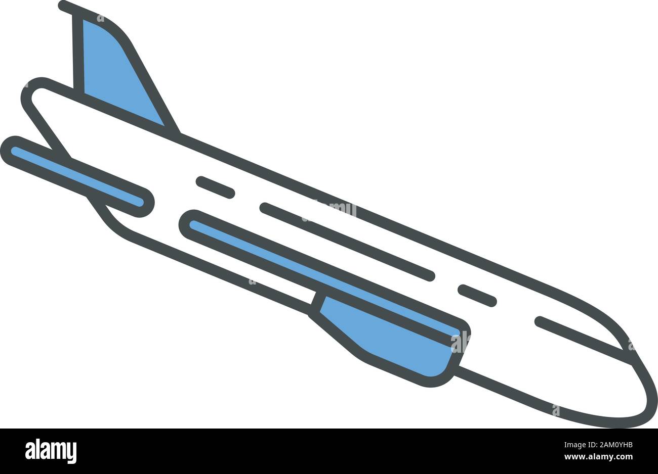 Plane flying down color icon. Airplane put-down. Jet lowers altitude ...