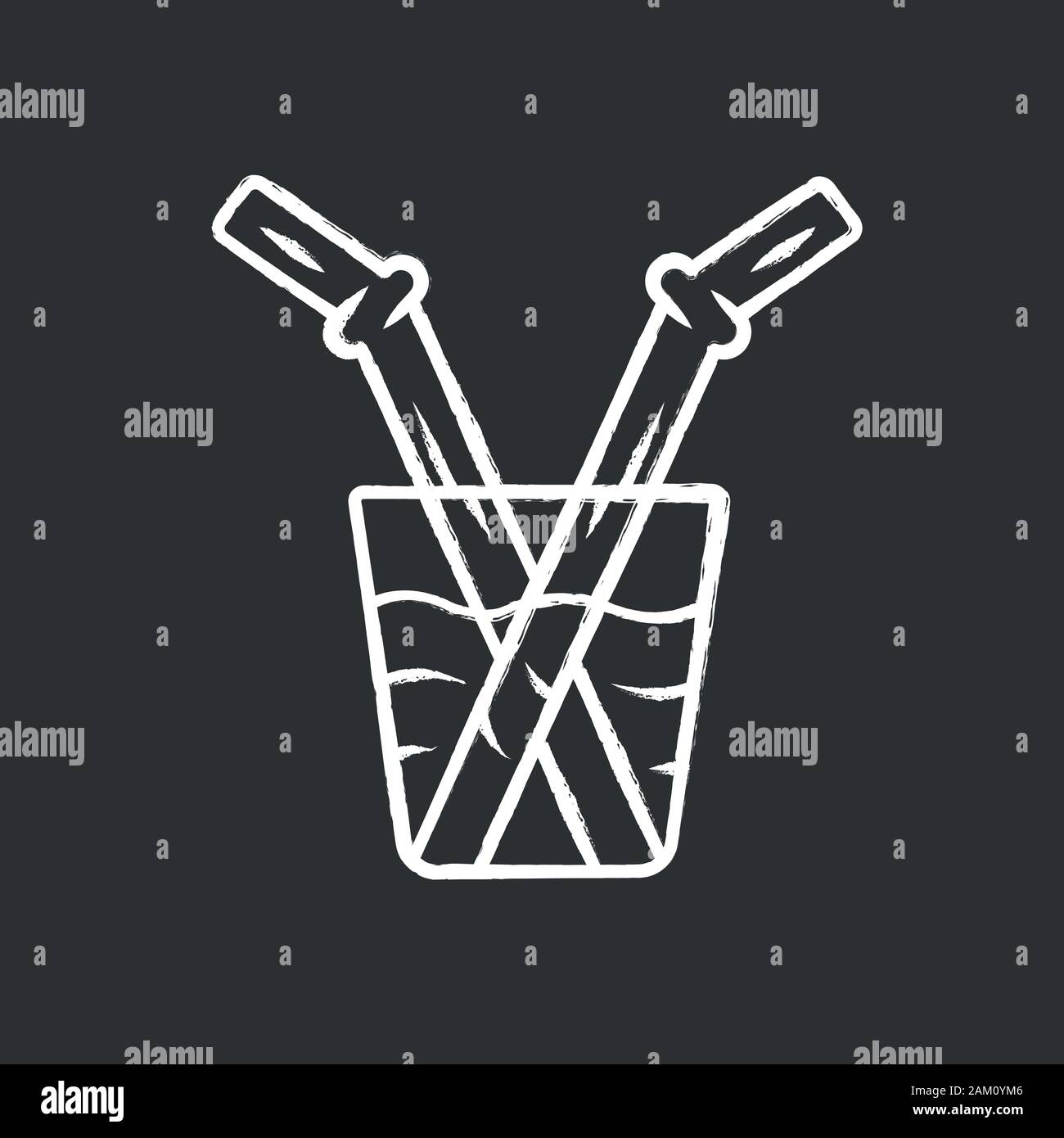Glass drinking straw chalk icon. Reusable cocktail, soda, lemonade ...