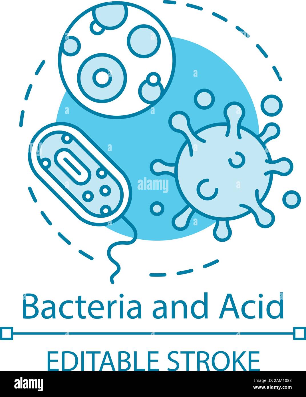 Bacteria and acid concept icon. Oral flora. Pathogens. Causes of tooth ...