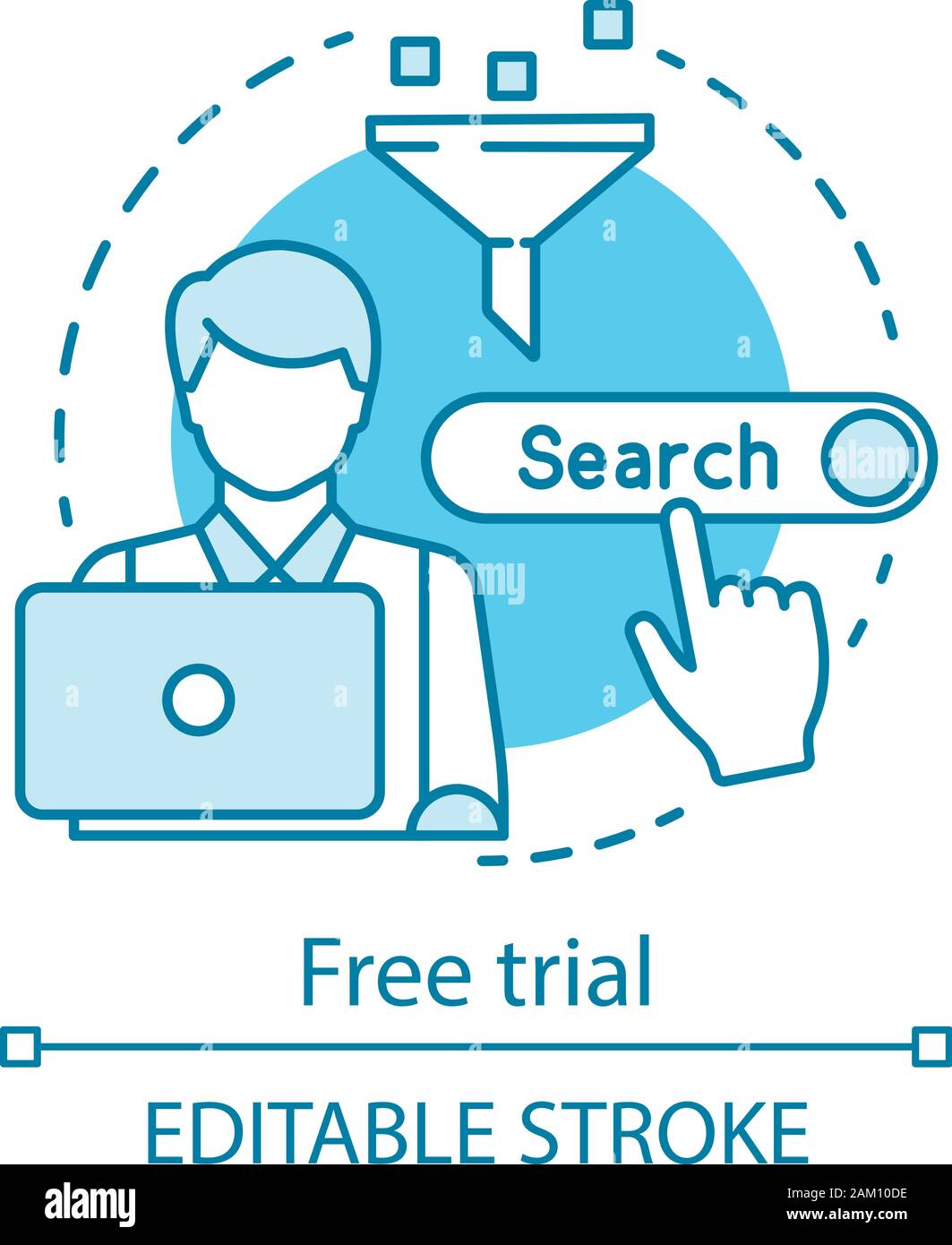 Free trial concept icon. SEO keyword tool subscription idea thin line ...