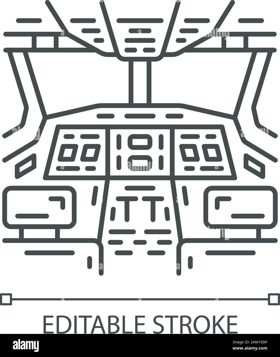Cockpit linear icon. Thin line illustration. Airplane equipment ...