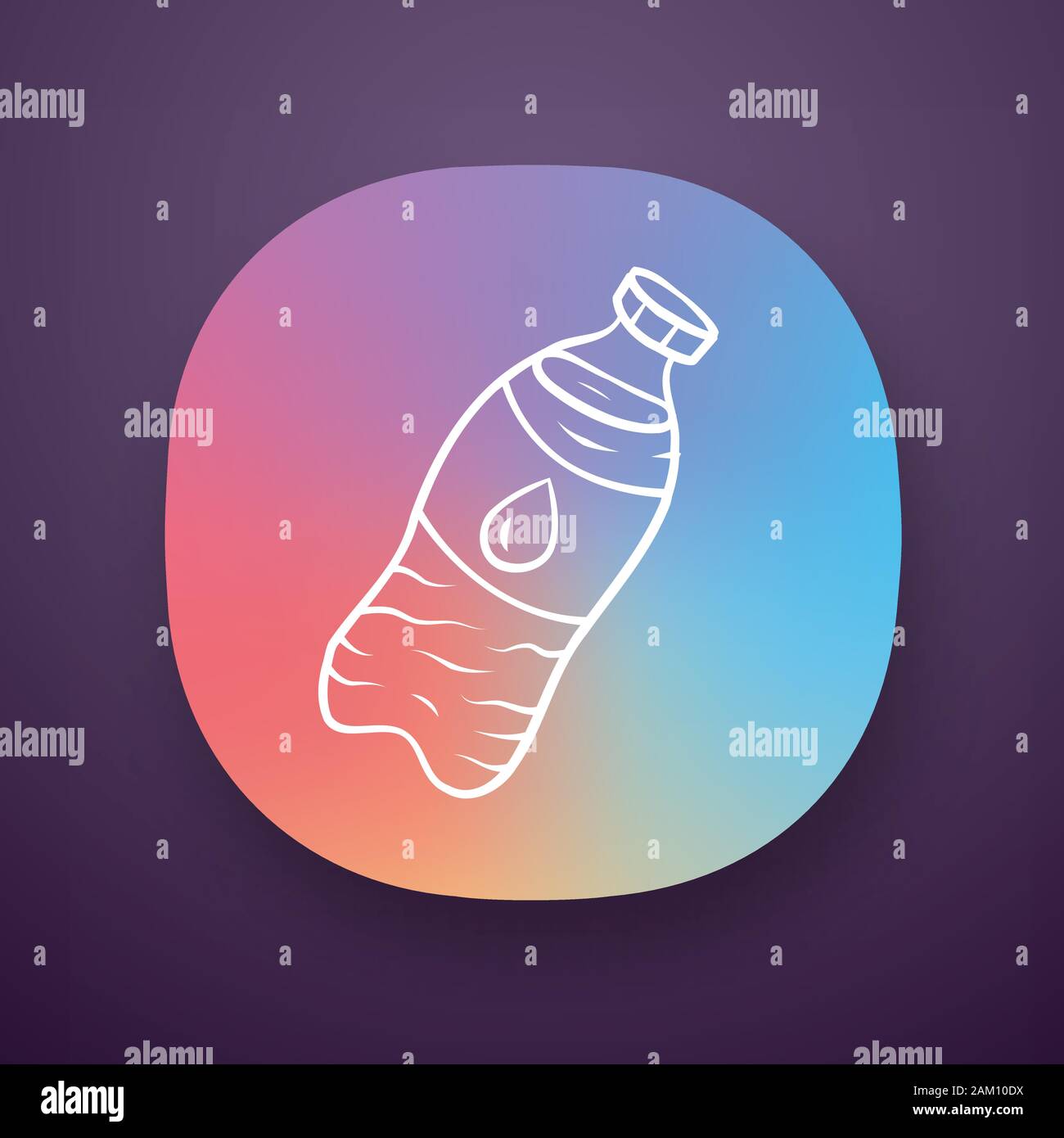 Water bottle app icon. Eco friendly, reusable plastic bottle. Drinking ...