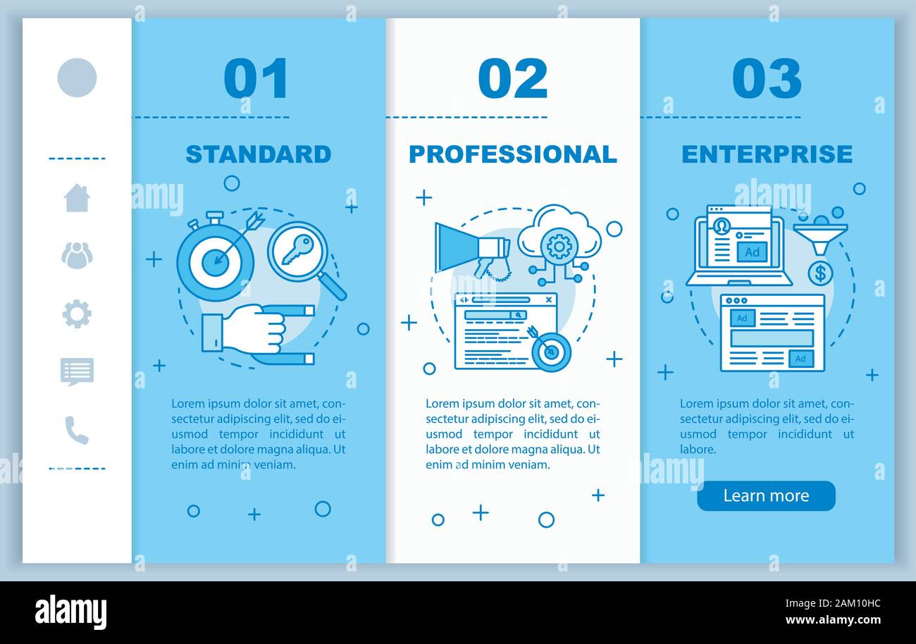 Crm Subscription Onboarding Mobile Web Pages Vector Template Standard Tariff Responsive
