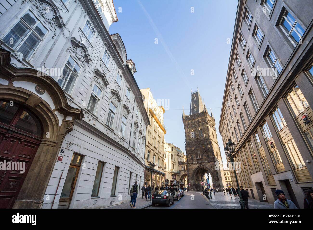 PRAGUE - CZECHIA - OCTBER 31, 2019: Powder tower, or Prasna Brana ...