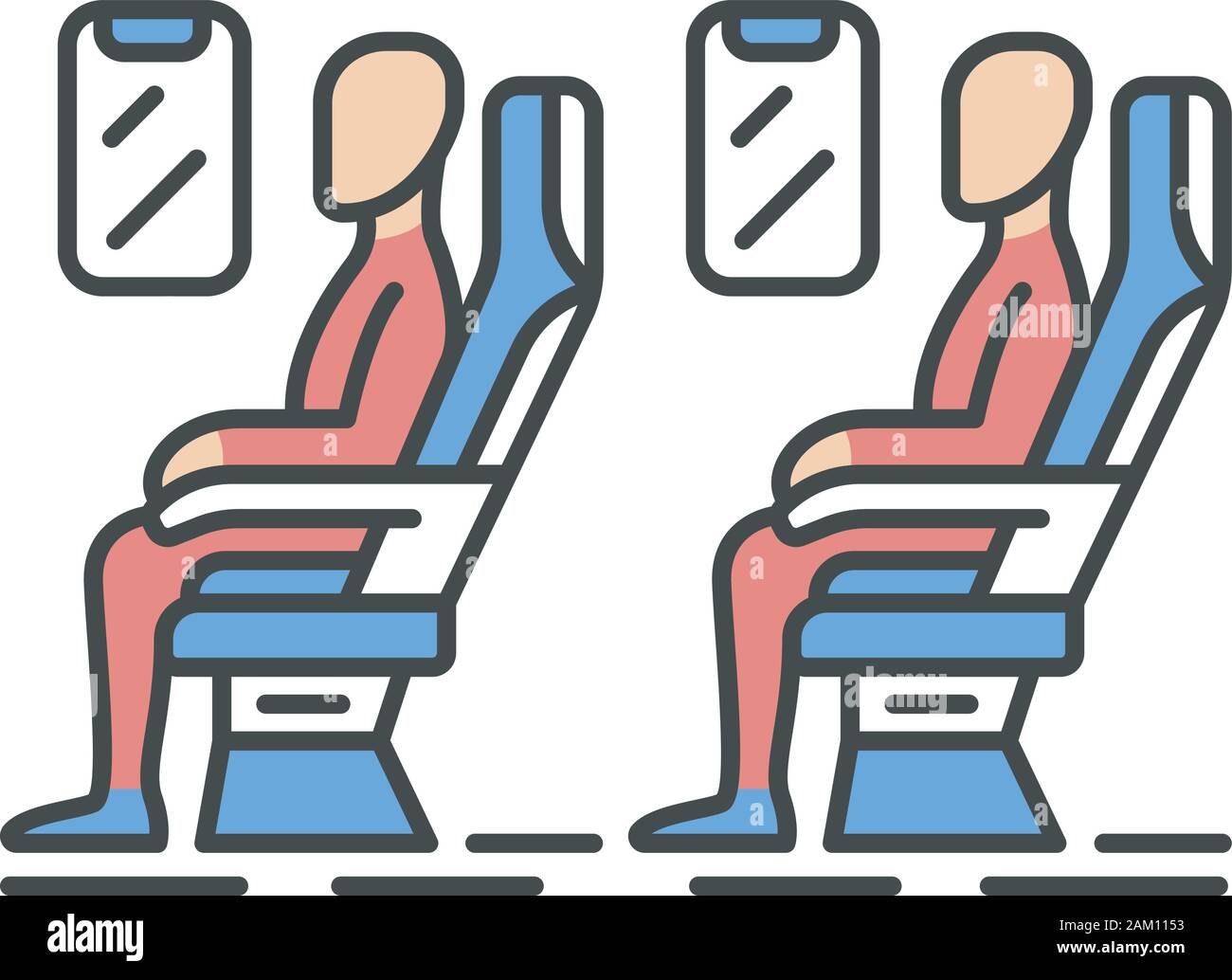Passengers at plane salon color icon. Airplane comfortable seating. Jet ...