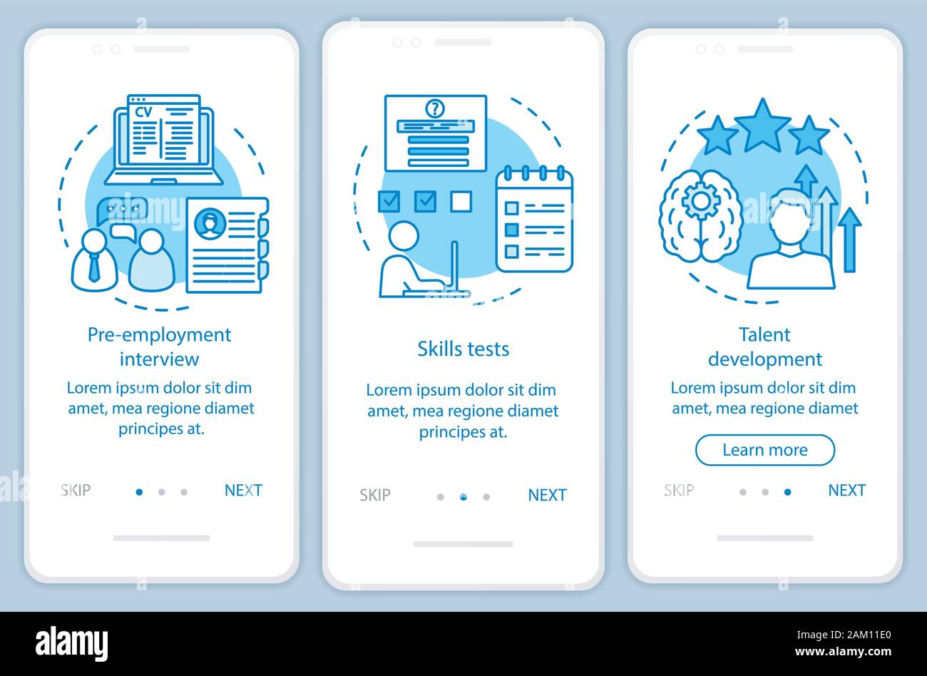 Career growth baby blue onboarding mobile app page screen vector ...