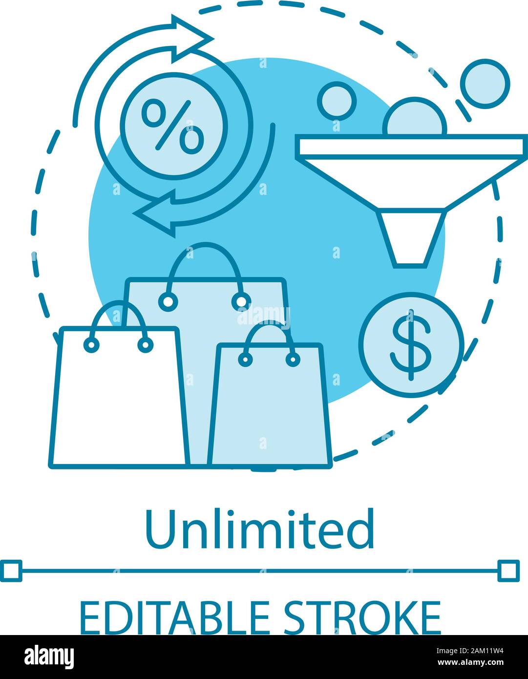 Unlimited concept icon. Discounts and bonuses subscription tariff idea ...