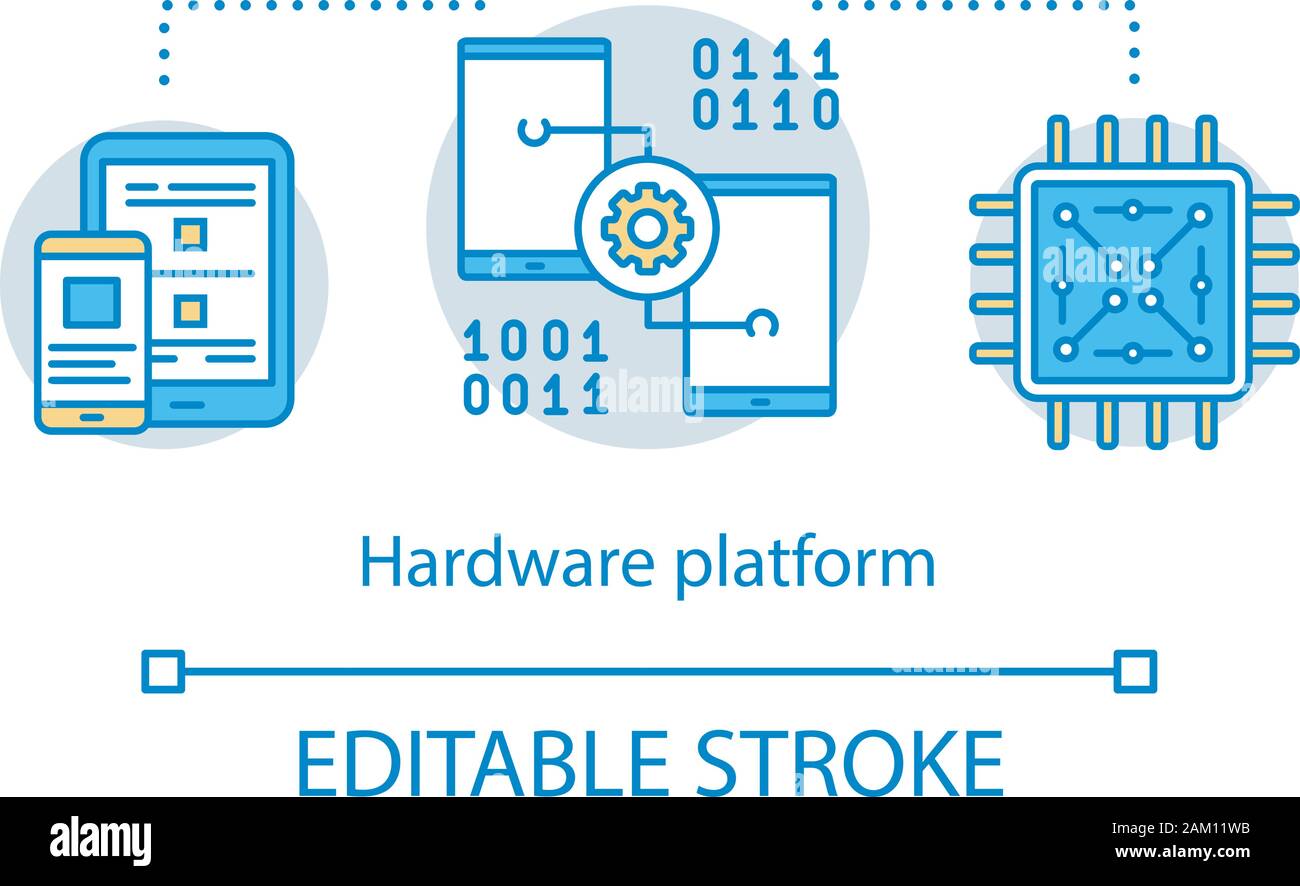 Computer technology, hardware platform concept icon. Device testing ...