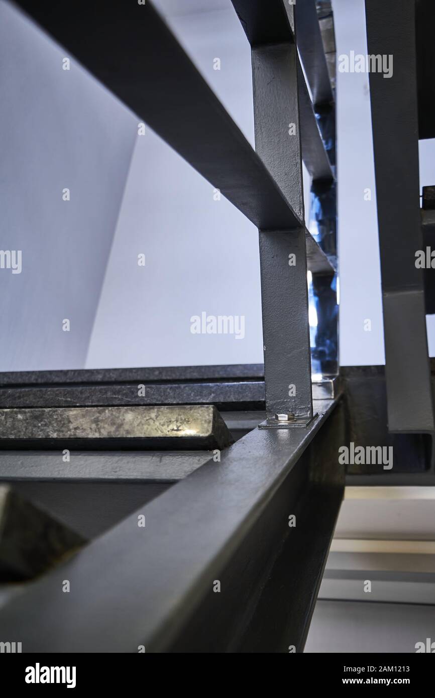 Close-up and details of railing and stairs of a modern building ...