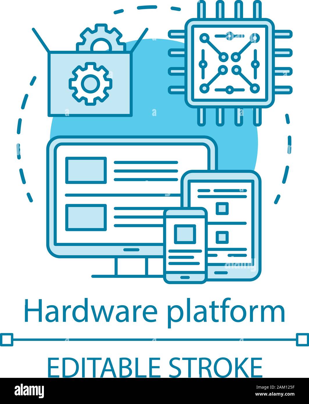 Hardware platform, computer technology concept icon. Computer ...