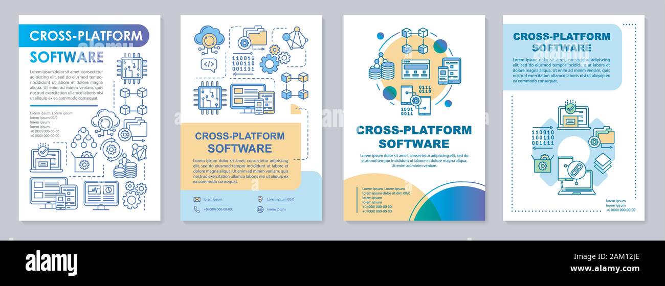 Cross platform software brochure template layout. Programming flyer, booklet, leaflet print ...