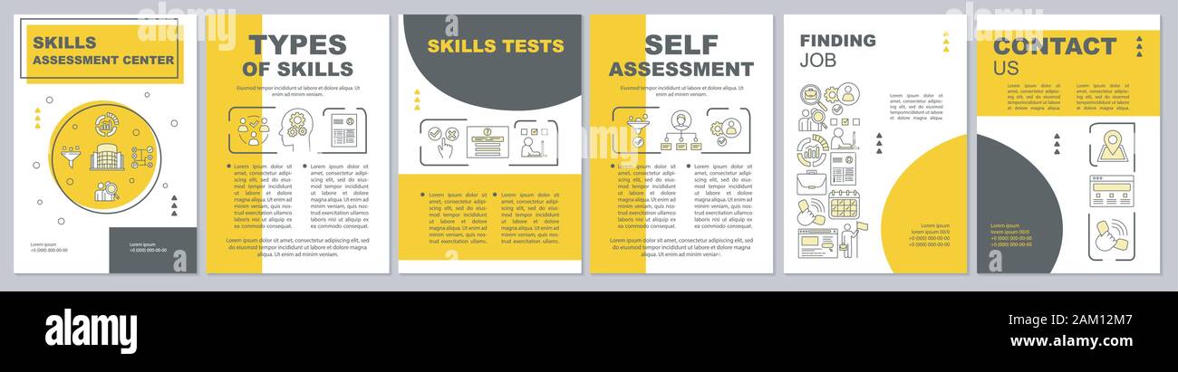 Skills assessment yellow brochure template layout. Flyer, booklet ...