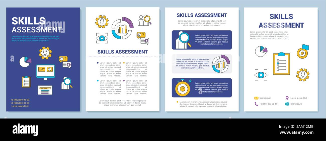 Skills assessment blue brochure template layout. Flyer, booklet ...