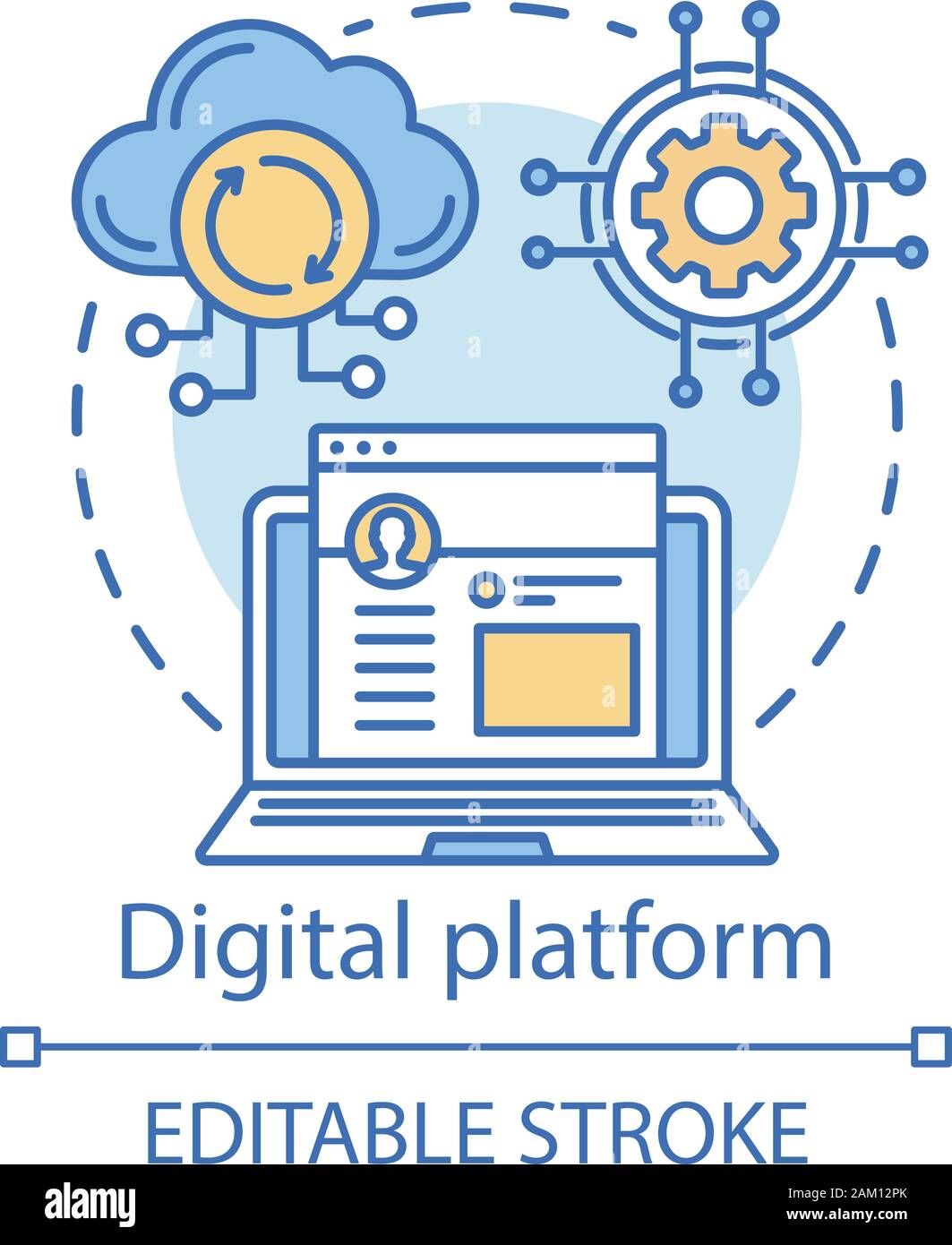 Digital platform, online network concept icon. Social media ...