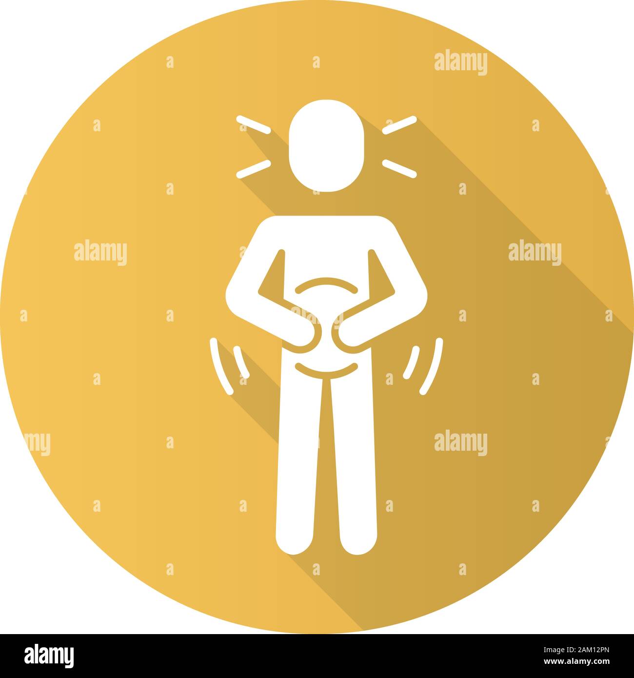 Abdominal pain flat design long shadow glyph icon. Stomachache, spasm ...