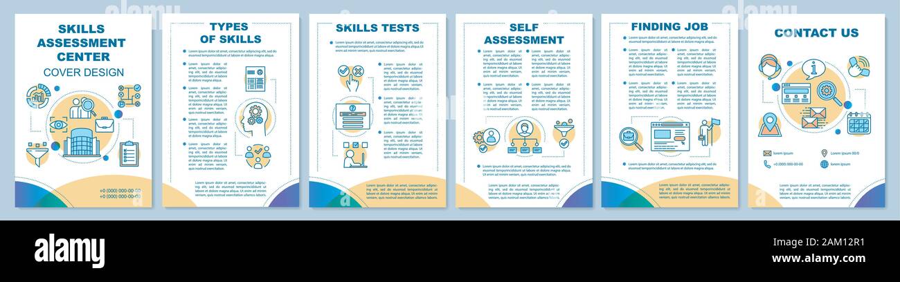 Skills assessment center brochure template layout. Flyer, booklet, leaflet print design with ...