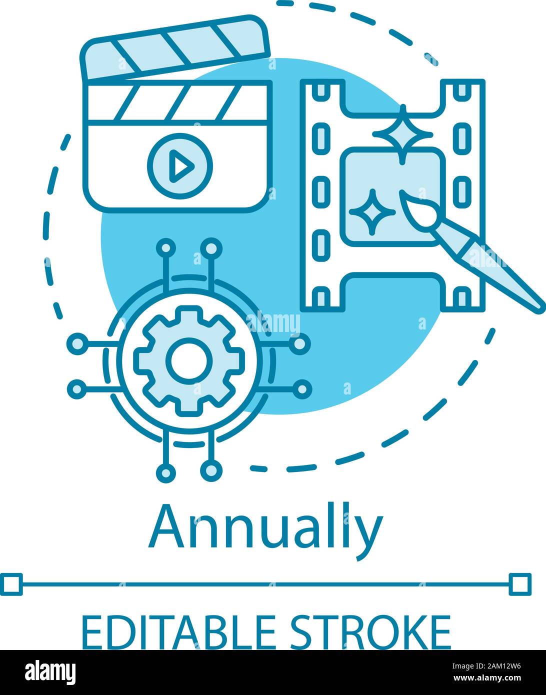 Annually concept icon. Video editor subscription tariff idea thin line ...