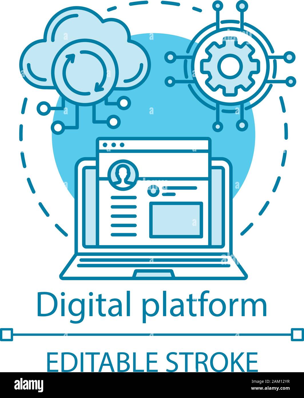 Software development digital platform concept icon. Social media ...