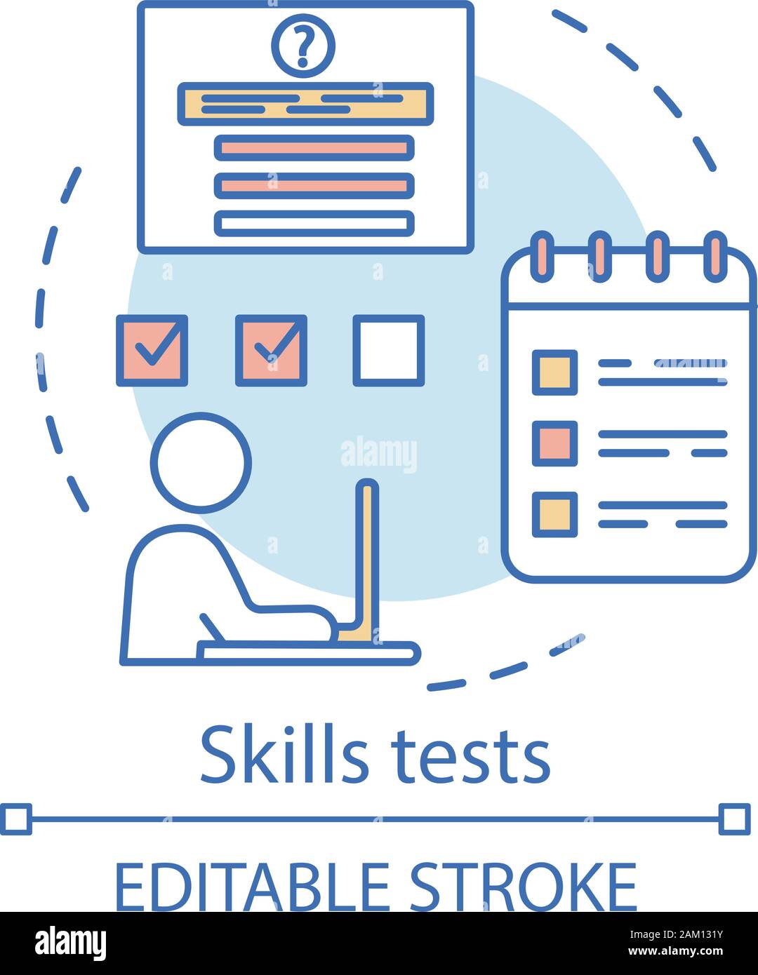 Skills tests vector concept icon. Pre-employment job interview test ...