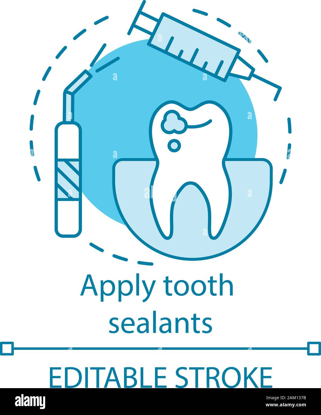 Apply tooth sealants concept icon. Fissure and pits sealing. Coating ...