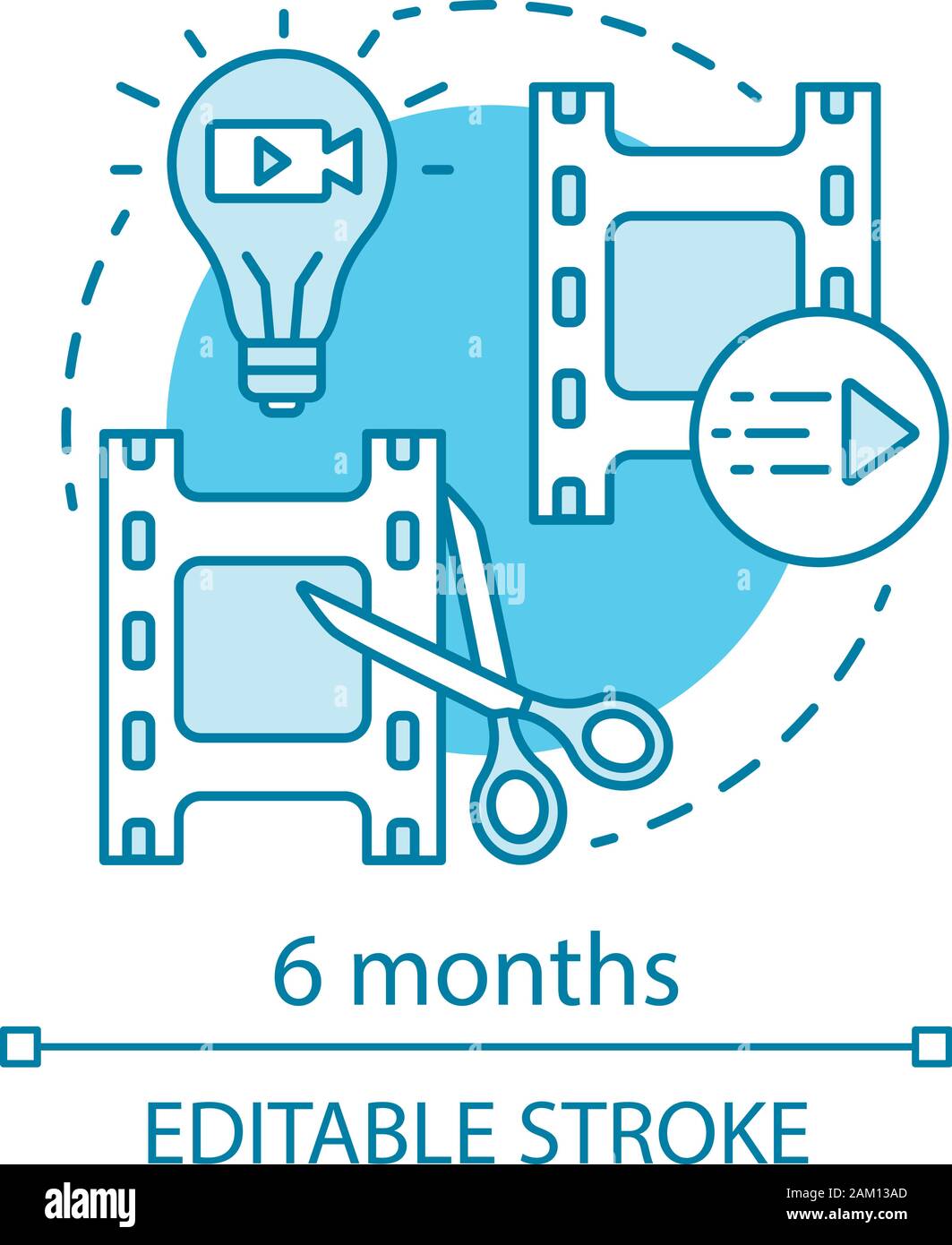 6 months vector concept icon. Video editor subscription tariff idea ...