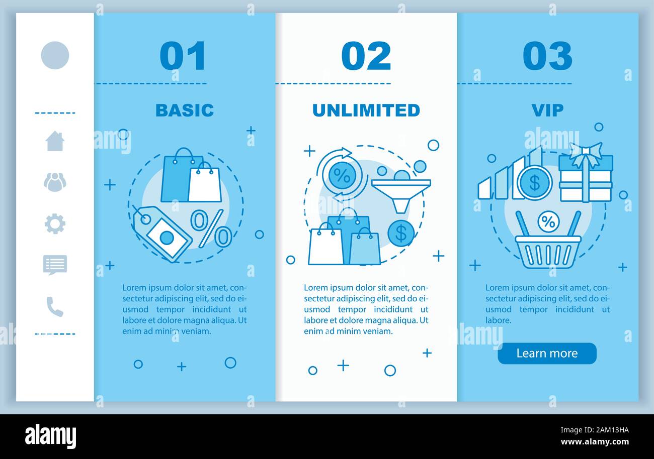 Discounts And Bonuses Subscription Onboarding Mobile Web Pages Vector Template Responsive