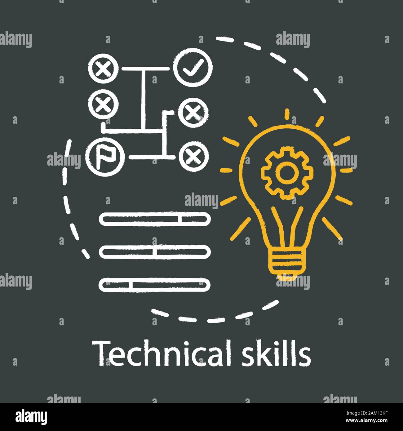 Technical skills chalk concept icon. Power of knowledge, learning ...