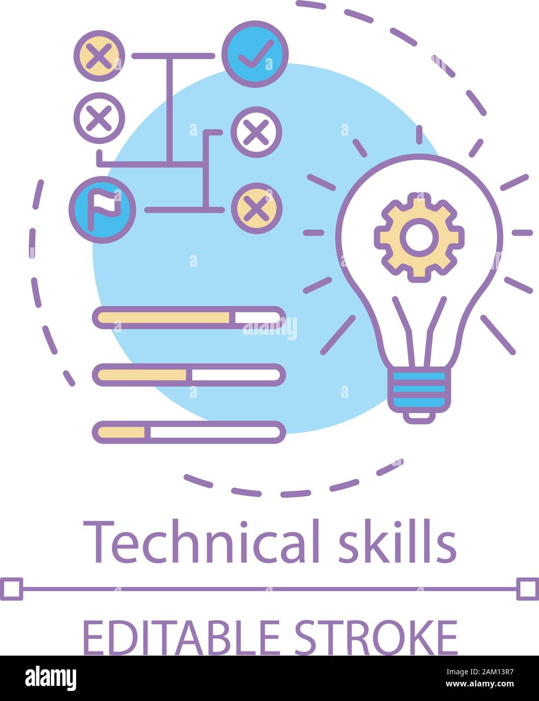 Technical skills concept icon. Power of knowledge, learning process ...